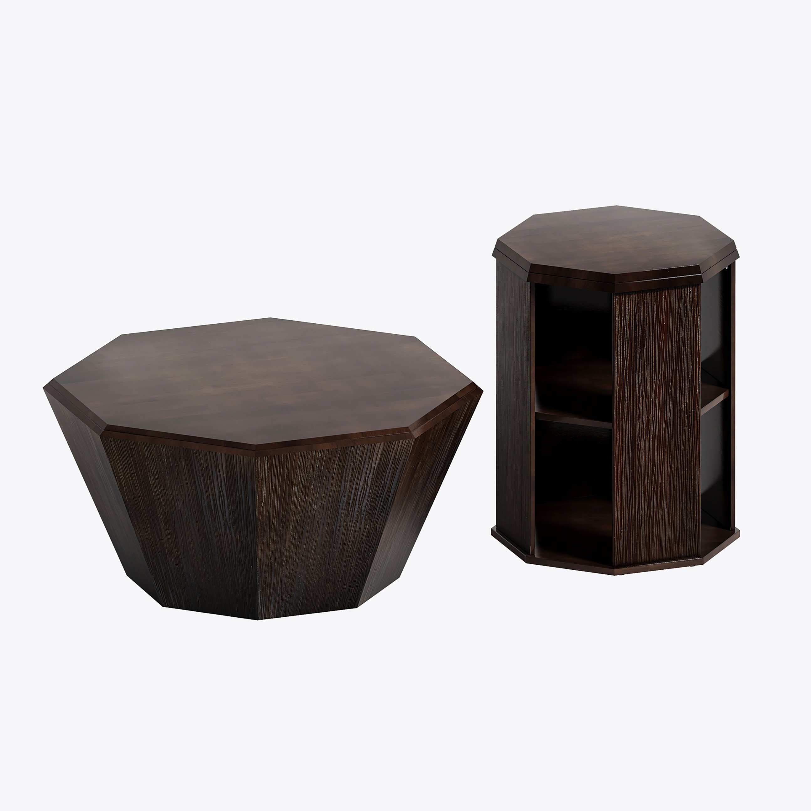 Loon Peak® 31.5 "Octagonal Black Walnut Rubber wood Set of Two Coffee Table, Coffee Table | Wayfair
